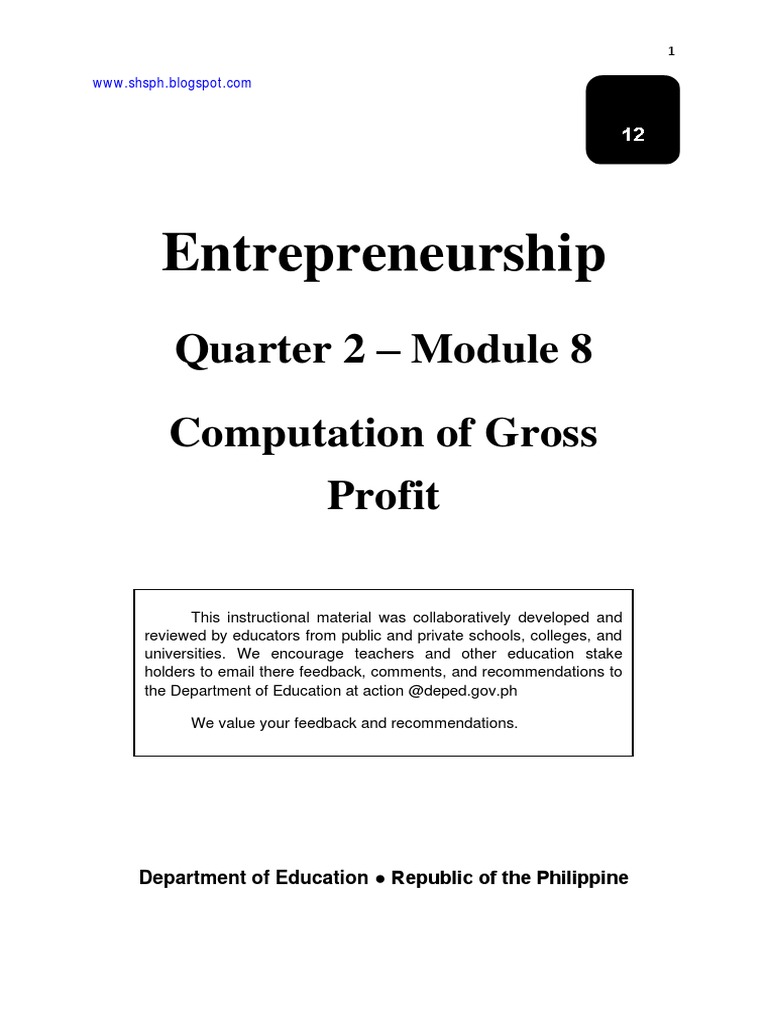 Mod8 Computation of Gross Profit v2 | PDF | Revenue | Gross Income