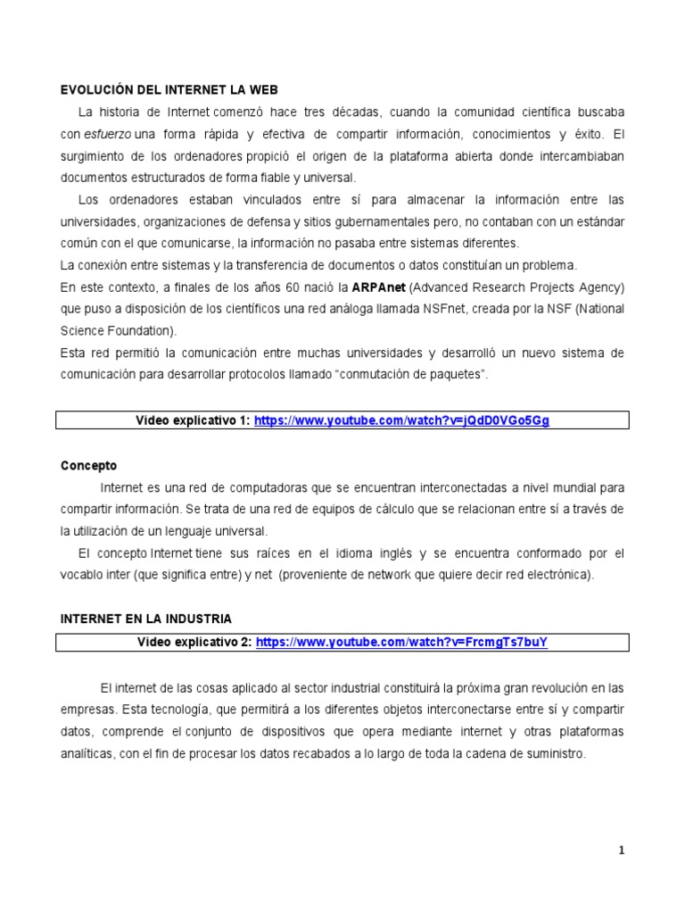 Evolución Del Internet y La Web | PDF | Red mundial | Internet y web