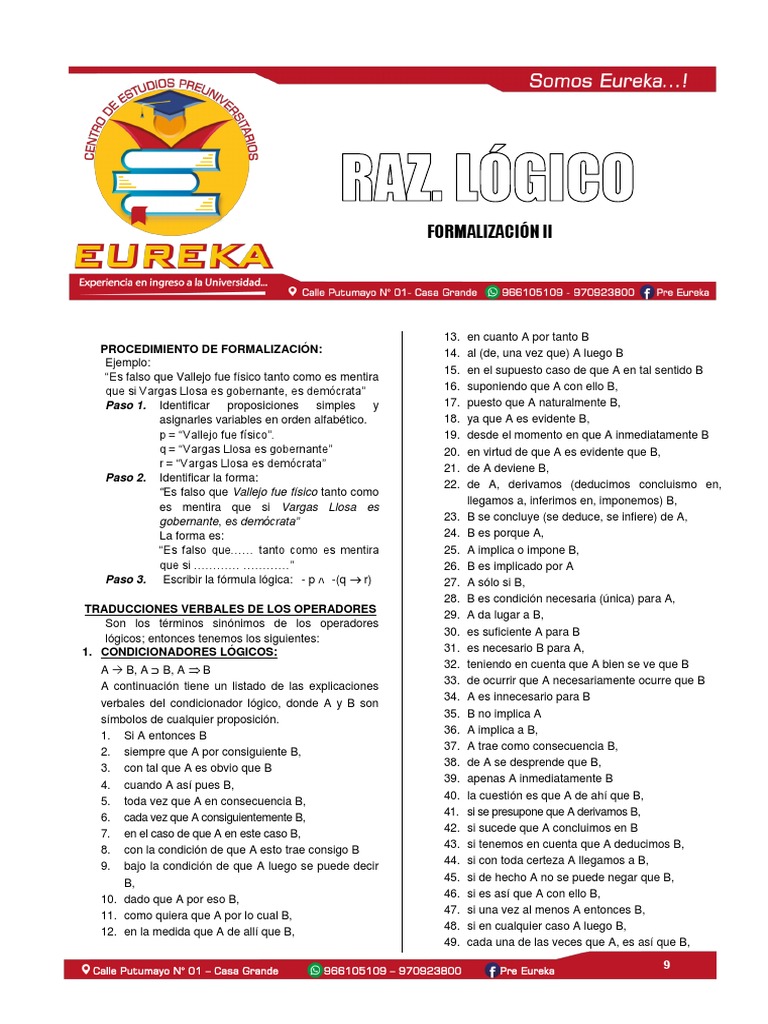 Eureka Ciclo Semestral - Raz. Logico - Sesion 03 | PDF | Proposición | Lógica