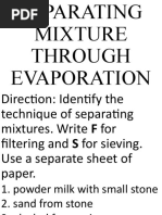 Separating Mixtures Through Evaporation | PDF | Evaporation | Water