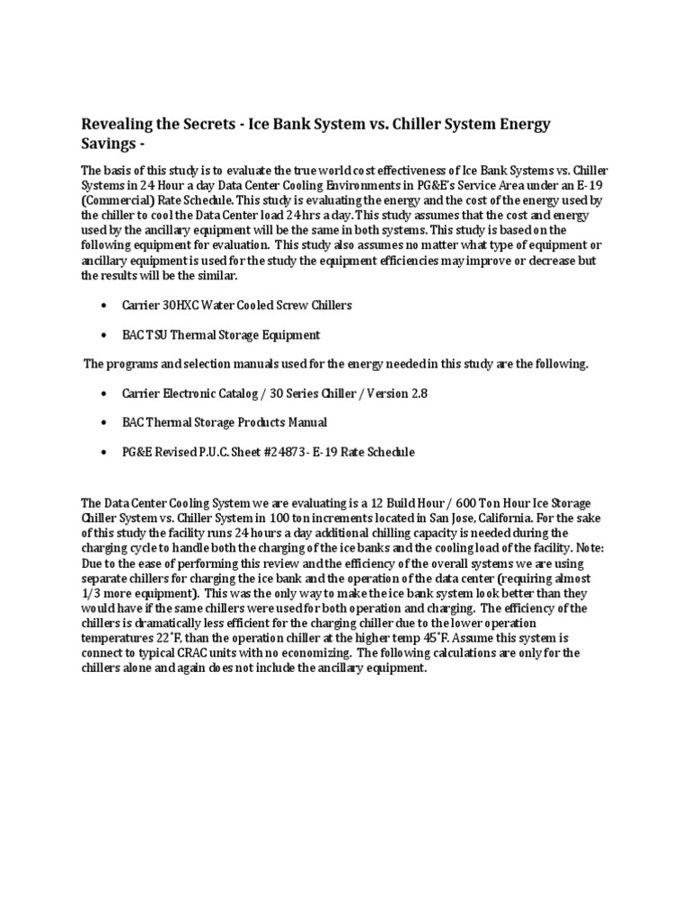 Ice Bank vs. Chiller Energy Use | PDF | Data Center | Electricity