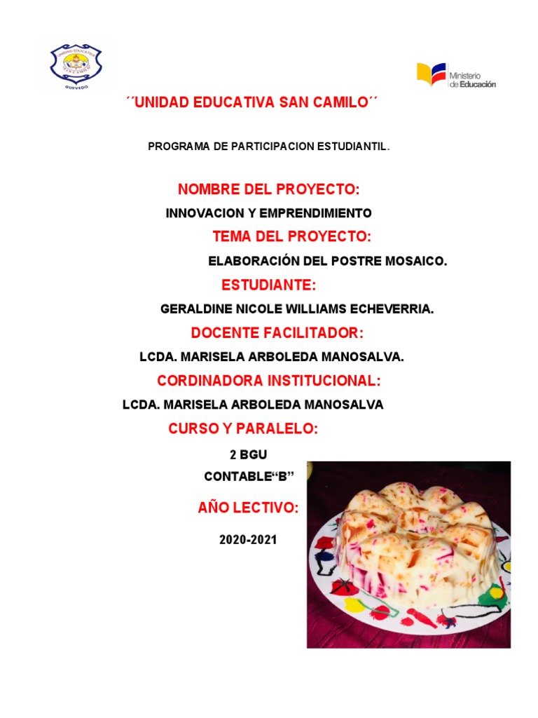 Elaboración Postre Mosaico Innovador | PDF | Science