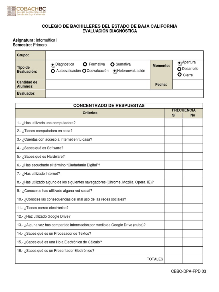 Instrumentos de Evaluación INFORMATICA I 2022-2 | PDF | Evaluación | Informática