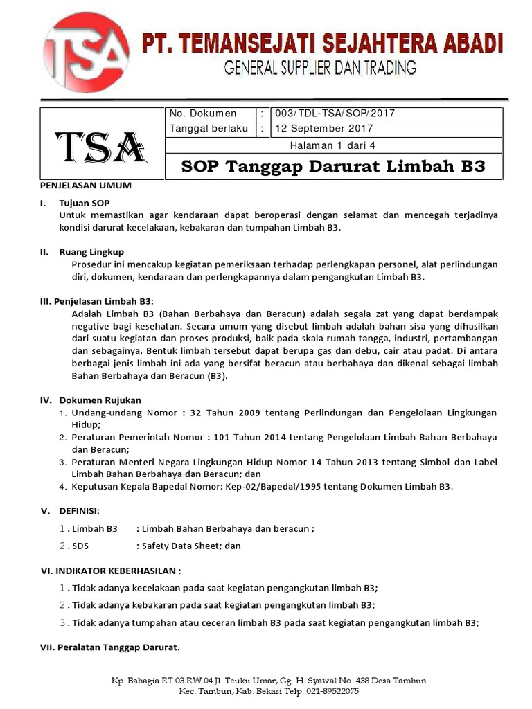 SOP Tanggap Darurat TSA | PDF