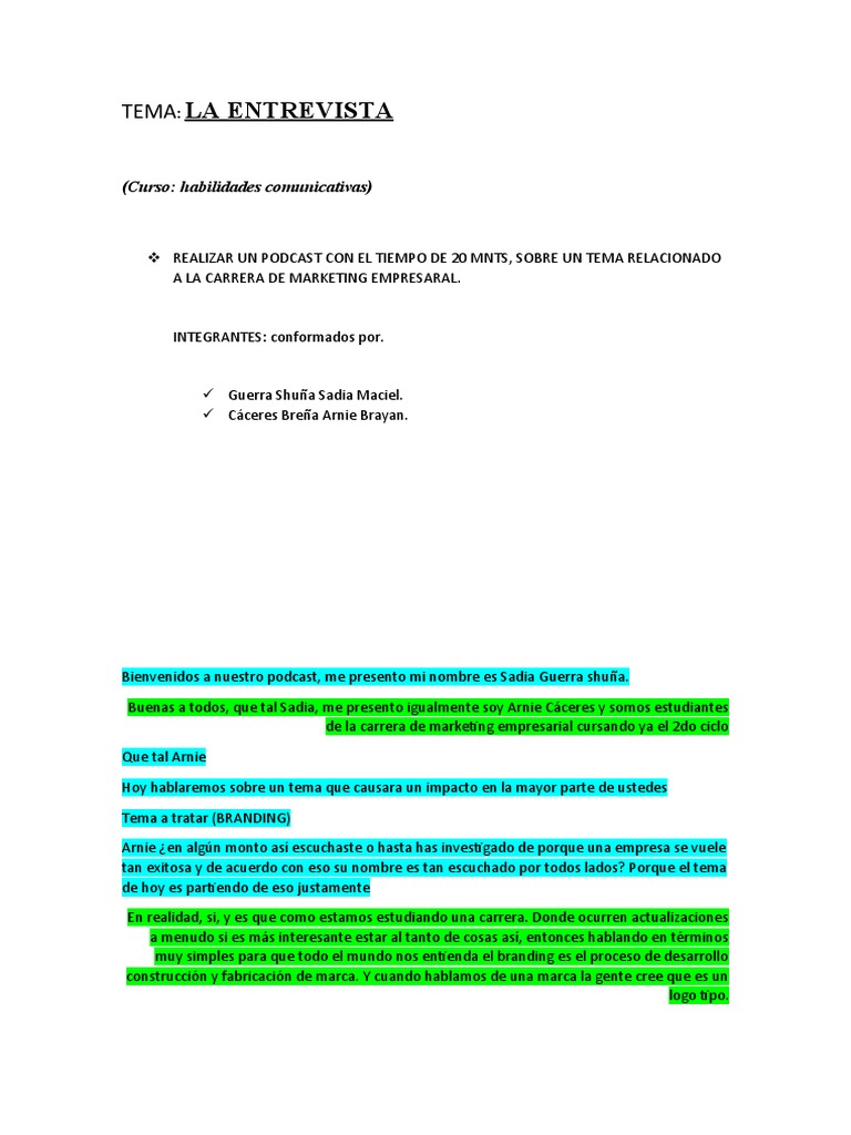 Guion Habilidades Branding Sadia | PDF | Gestión de la marca | Marca