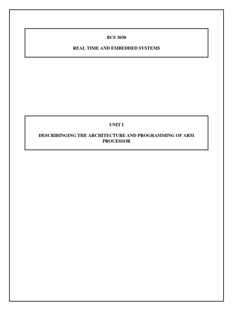 An Introduction to Real-Time Embedded Systems: Describing the Architecture and Programming of ...
