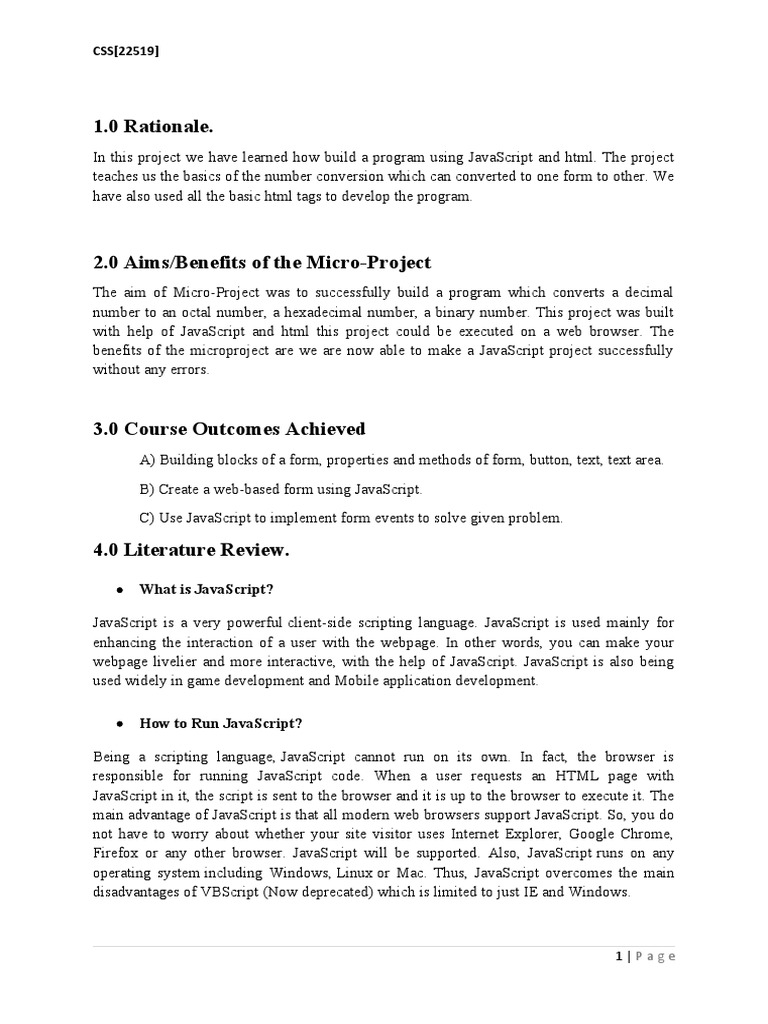 MicroProject CSS | Download Free PDF | Html | Java Script