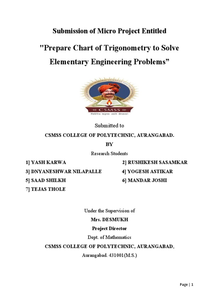 Submission of Micro Project Entitled | PDF | Trigonometric Functions | Trigonometry