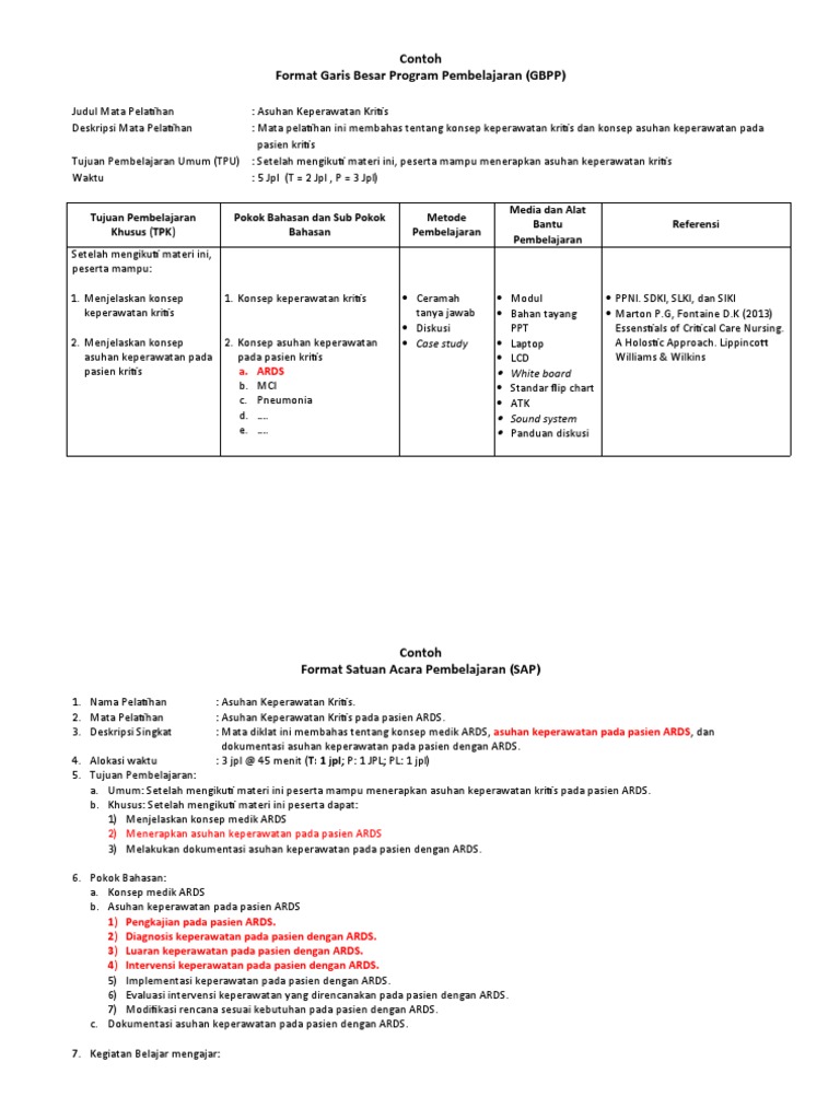 Contoh GBPP Dan Sap Sak | PDF