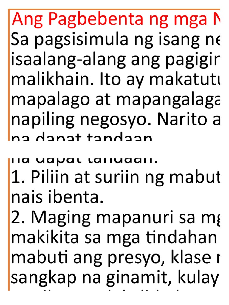 Product and Services - Pagbebenta NG Mga Produkto - Lecture | PDF