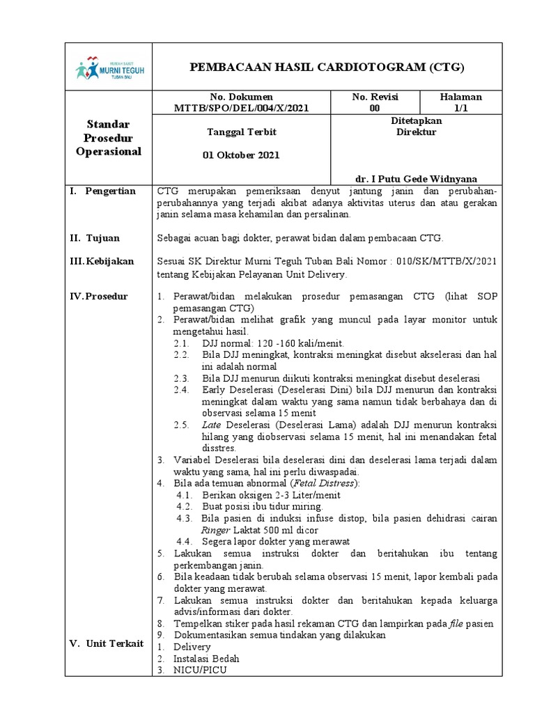 Pembacaan Hasil Cardiotogram (CTG) | PDF