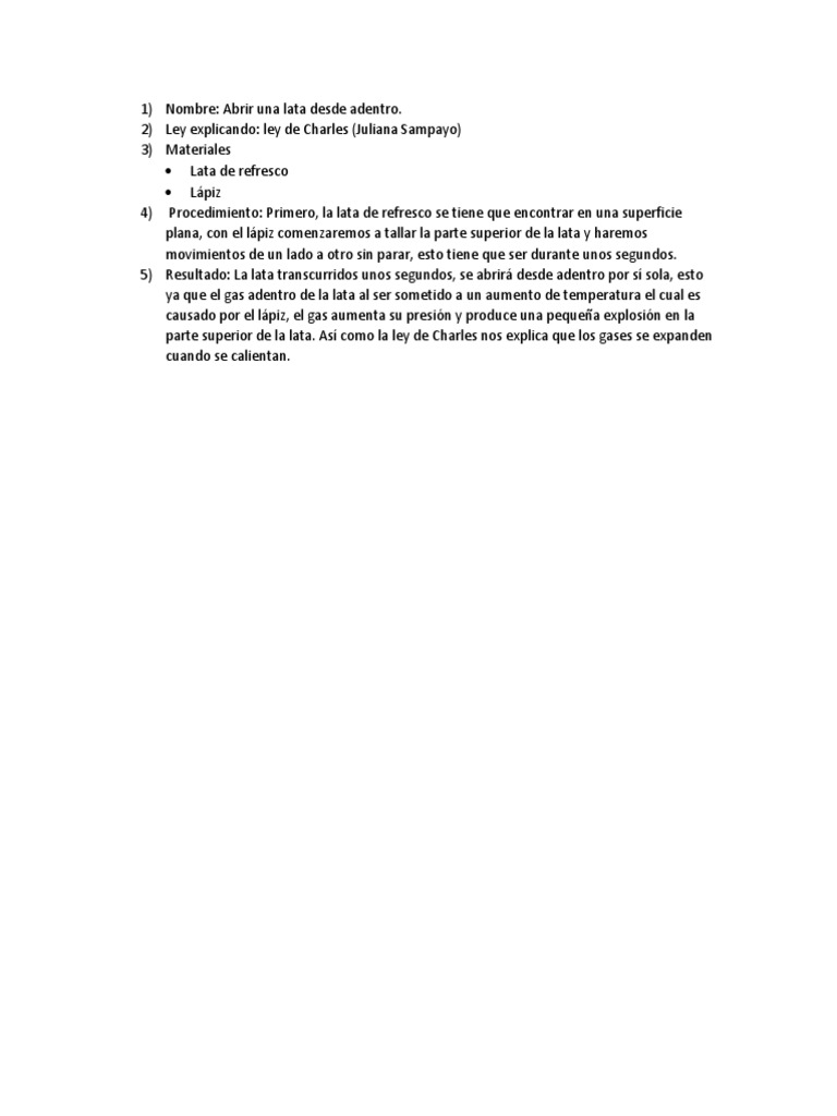 Experimento Ley Charles | PDF