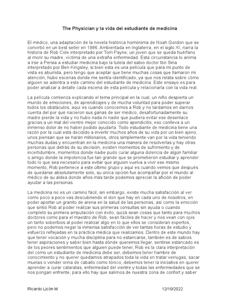 El médico: Reflexiones de un estudiante | PDF | Medicina | Conocimiento