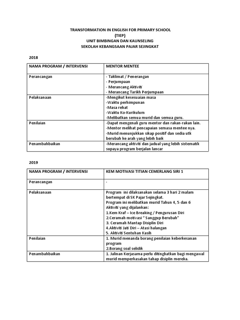 Program Transformasi in English (Ubk) | PDF | Karier & Perkembangan