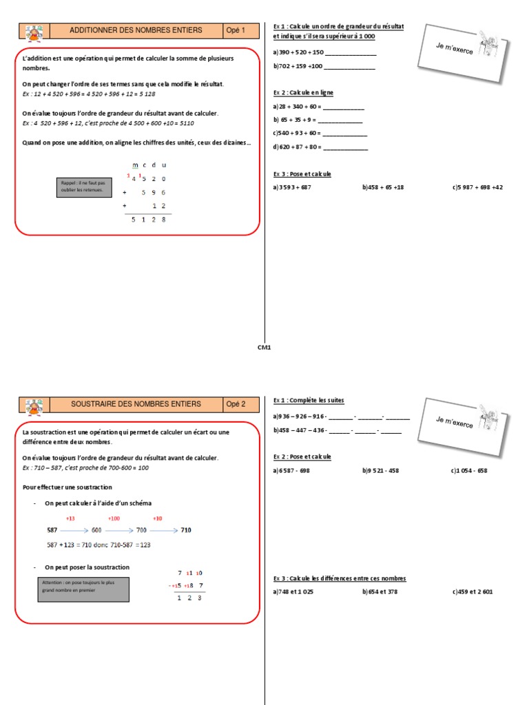 Exercices de mathématiques CM1 | PDF | Division | Multiplication