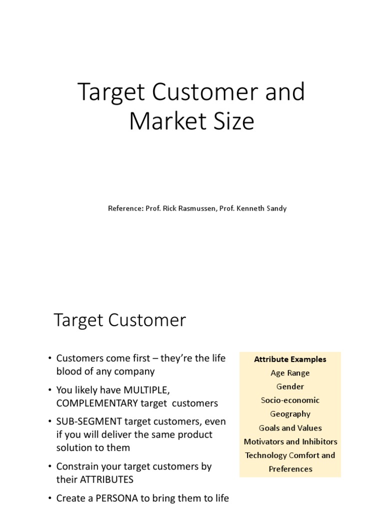 Tech1001-2 - Target Customer and Market Size | PDF | Shaving | Sales