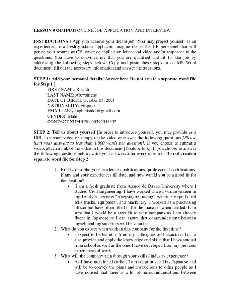 Job Application and Interview | PDF | Résumé | Communication