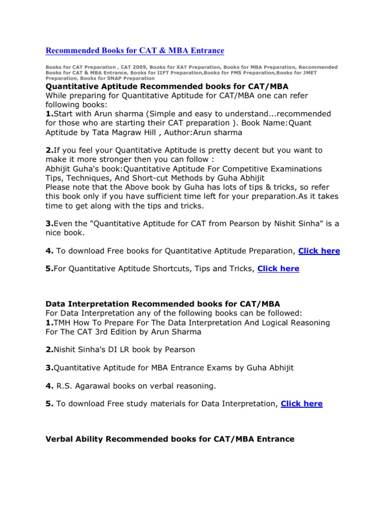 Best MBA CAT Preparation Books | PDF | Career & Growth | Language Arts ...
