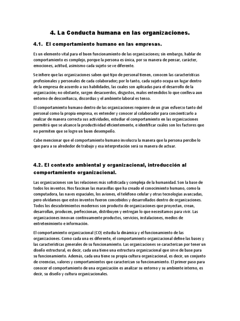 La Conducta Humana en Las Organizaciones-Jesus Martin Cob | PDF | Comportamiento ...