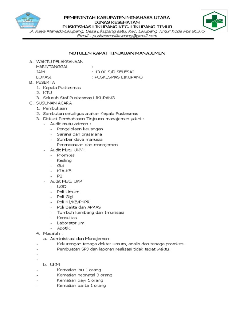Notulen Rapat Tinjauan Manajemen | PDF