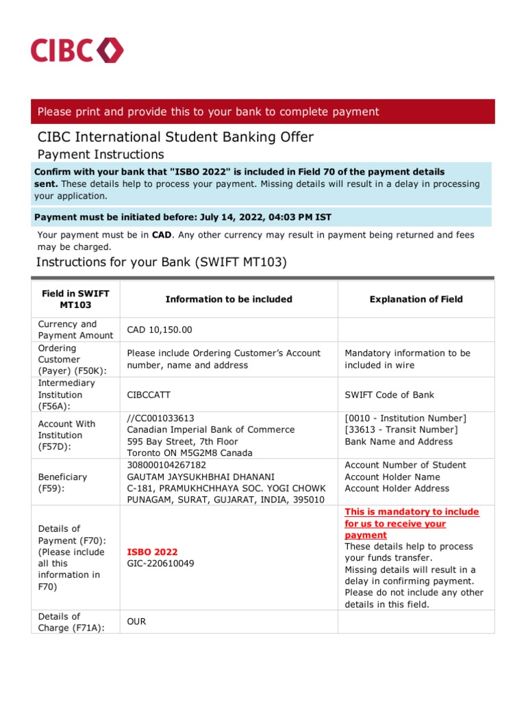 Instruction Sheet - INR A2 Form - GIC-220610049 | PDF | Payments | Banking