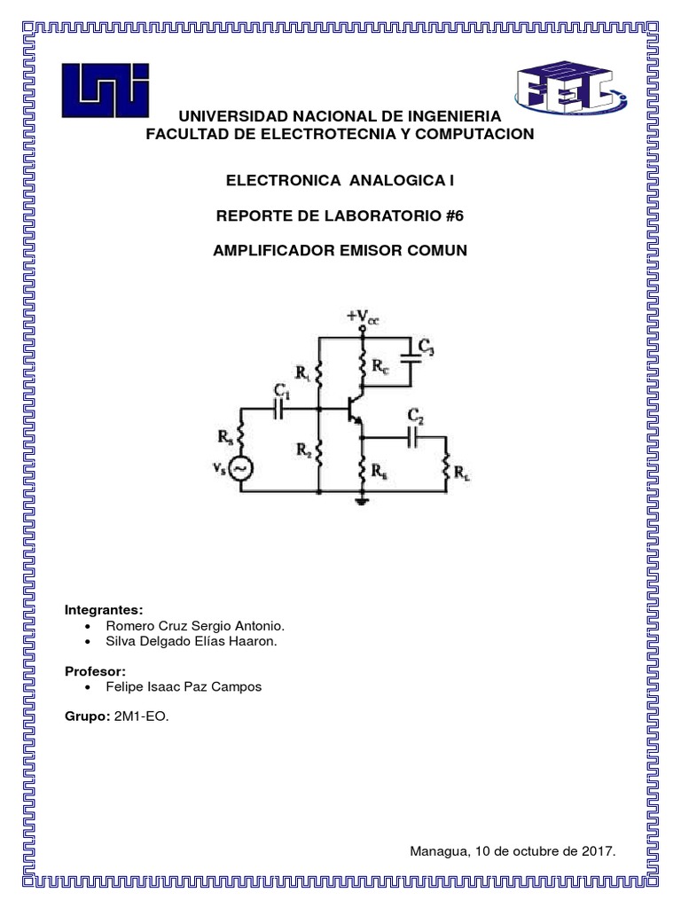 Lab 6 EA1 2017 | PDF | Transistor de unión bipolar | Transistor