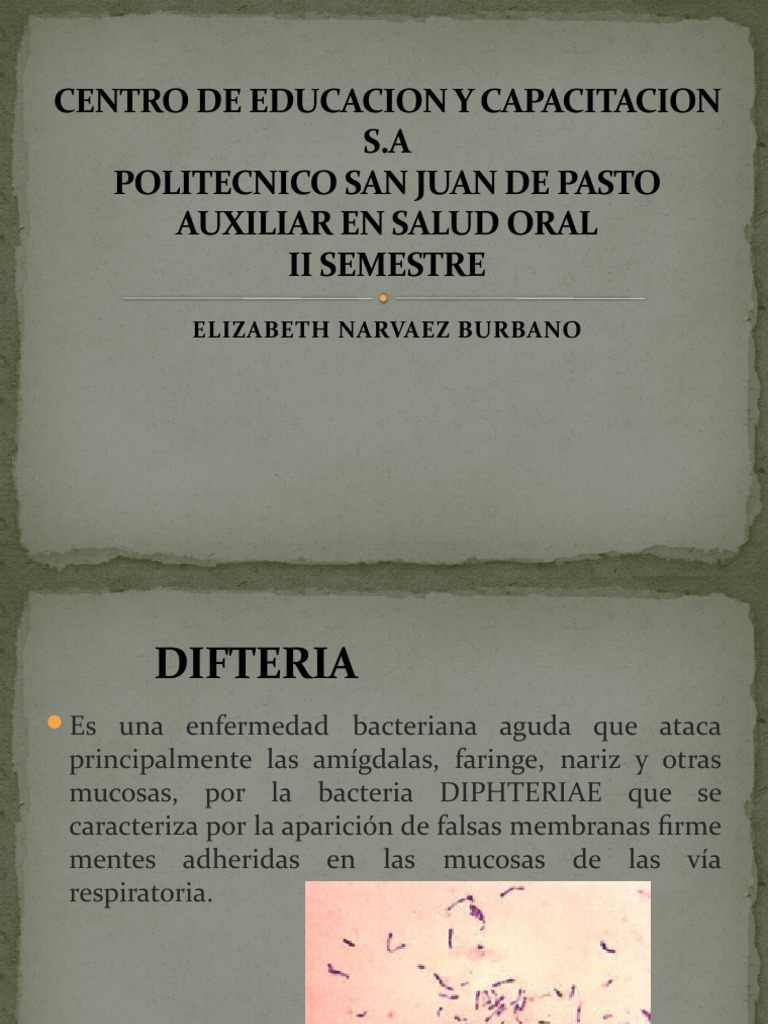 Difteria: Síntomas, Contagio y Prevención | PDF