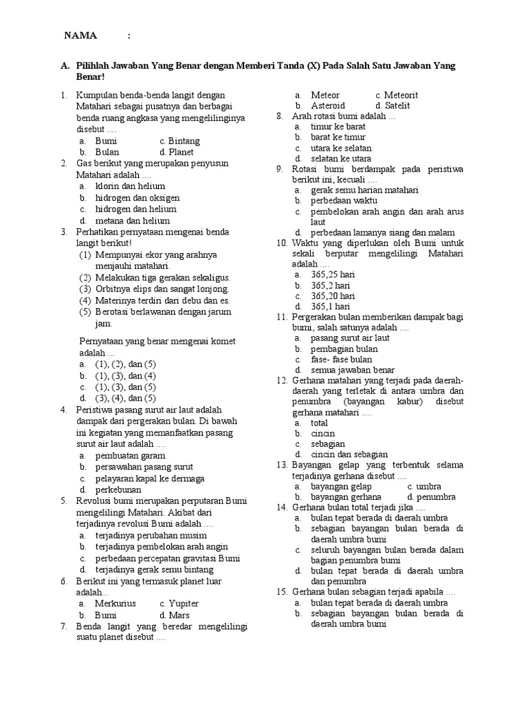 Sistem Tata Surya Kelas 7 Pdf