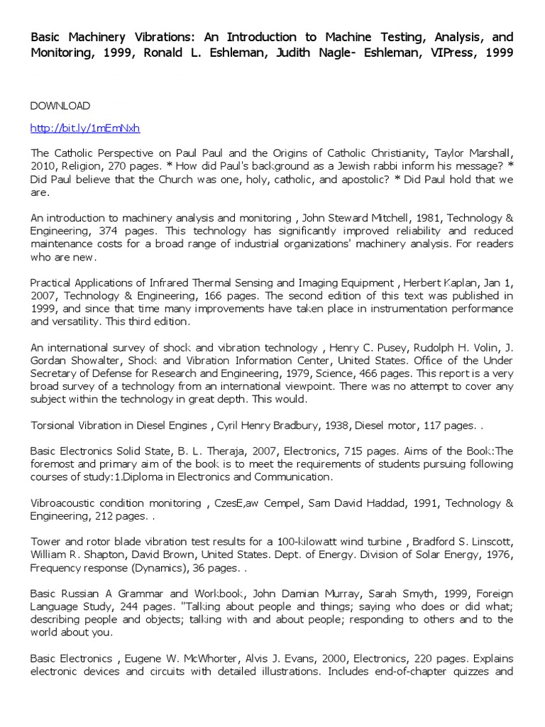 Fdocuments - in - Basic Machinery Vibrations An Introduction To Machine Machinery Vibrations | PDF