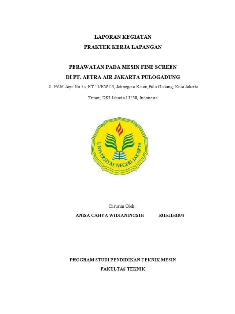 Laporan Pkl Pt Aetra Air Jakarta Pdf