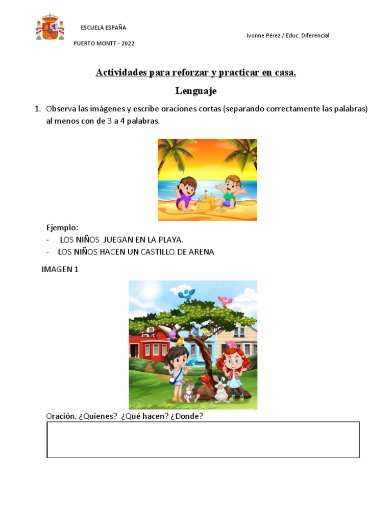 Actividad de Lenguaje Oraciones | PDF | Artes del Lenguaje y Comunicación