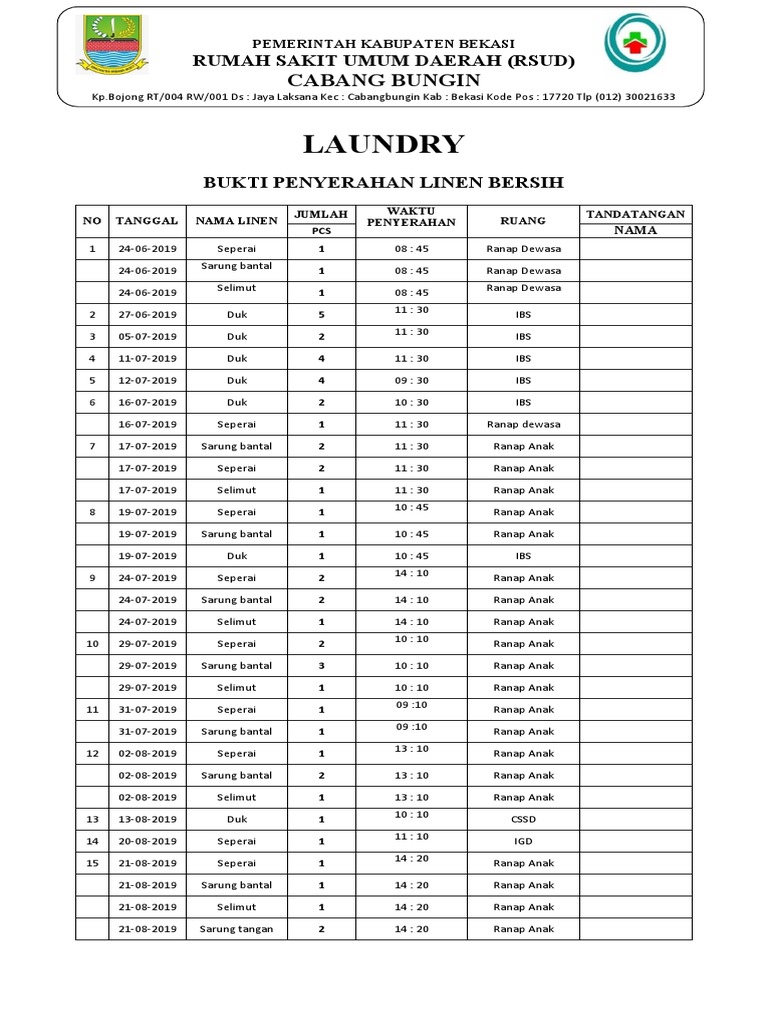 Hasil Kerja Laundry | PDF