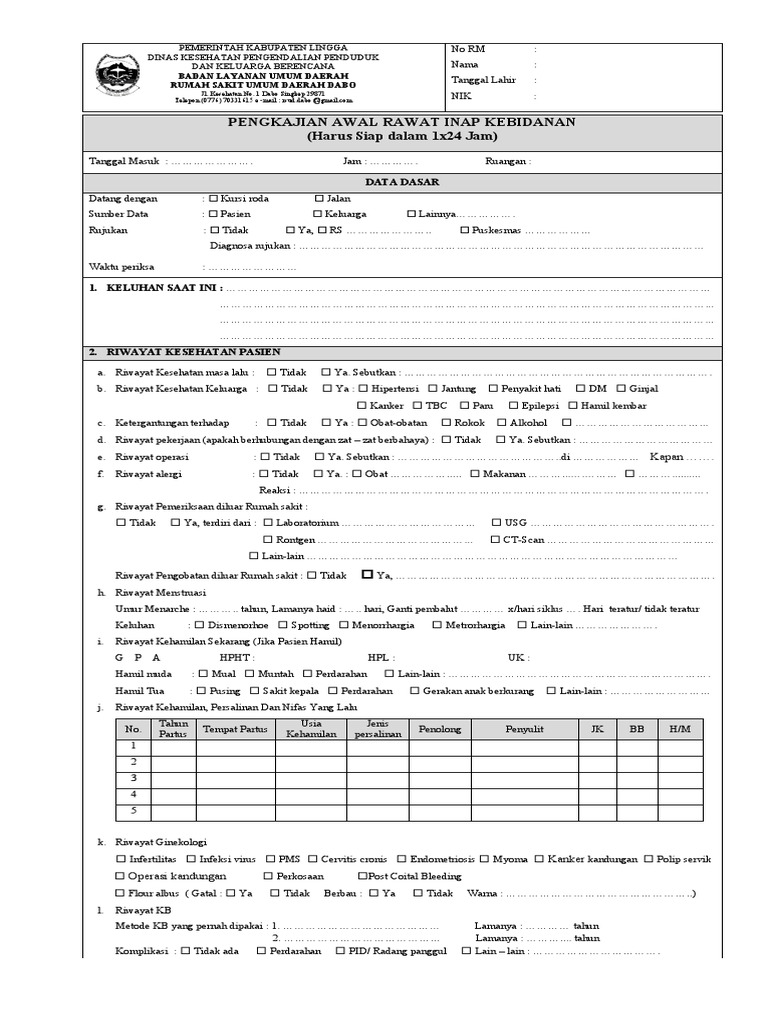 PP 1.1 Ep 1 Form Kebidanan Rawat Inap | PDF