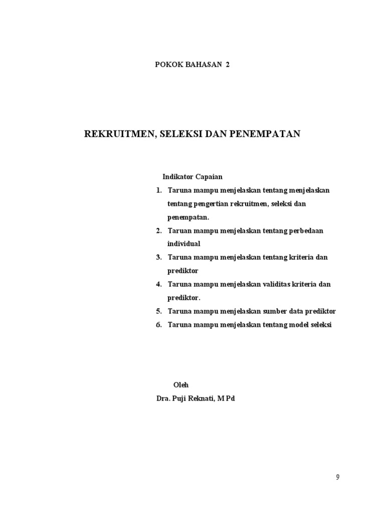 Rekruitmen, Seleksi Dan Penempatan | PDF | Bisnis