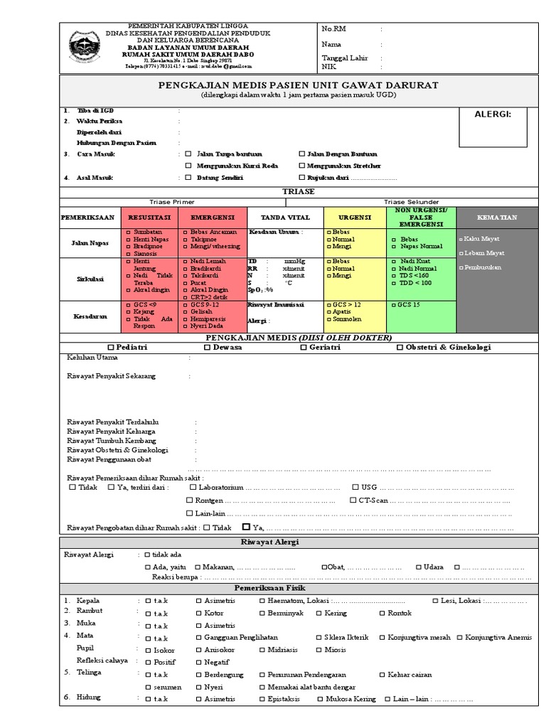 PP 1.1 Ep 1 Form Medis Dan Keperawatan Ugd | PDF