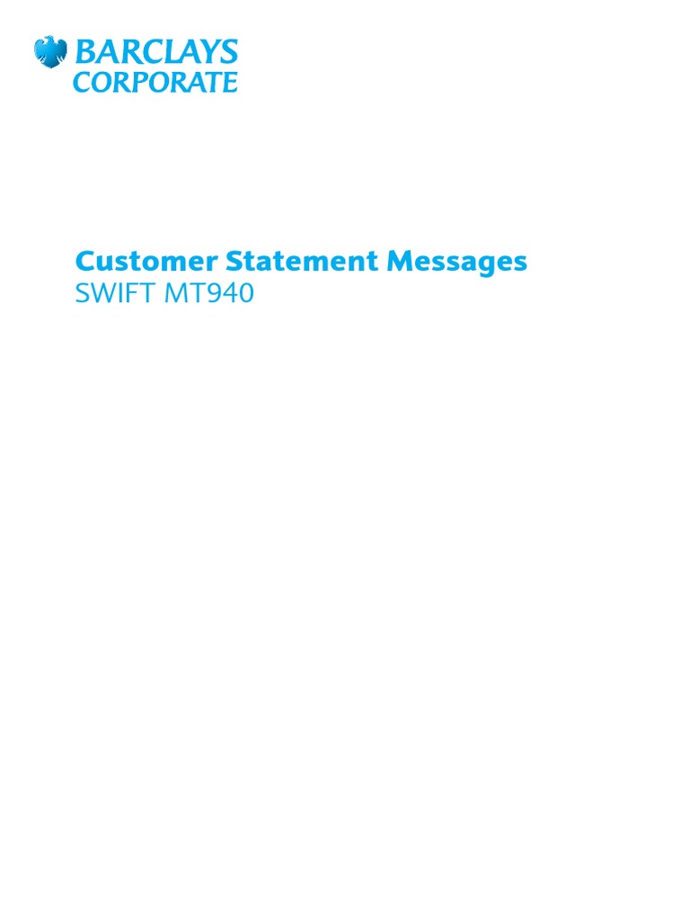 Swift MT940 Doc | PDF | Payments | Cheque