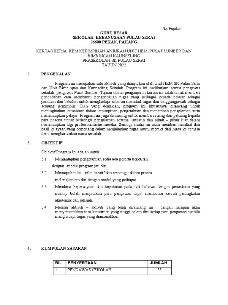 Kem Kepimpinan Pengawas 2022 | PDF