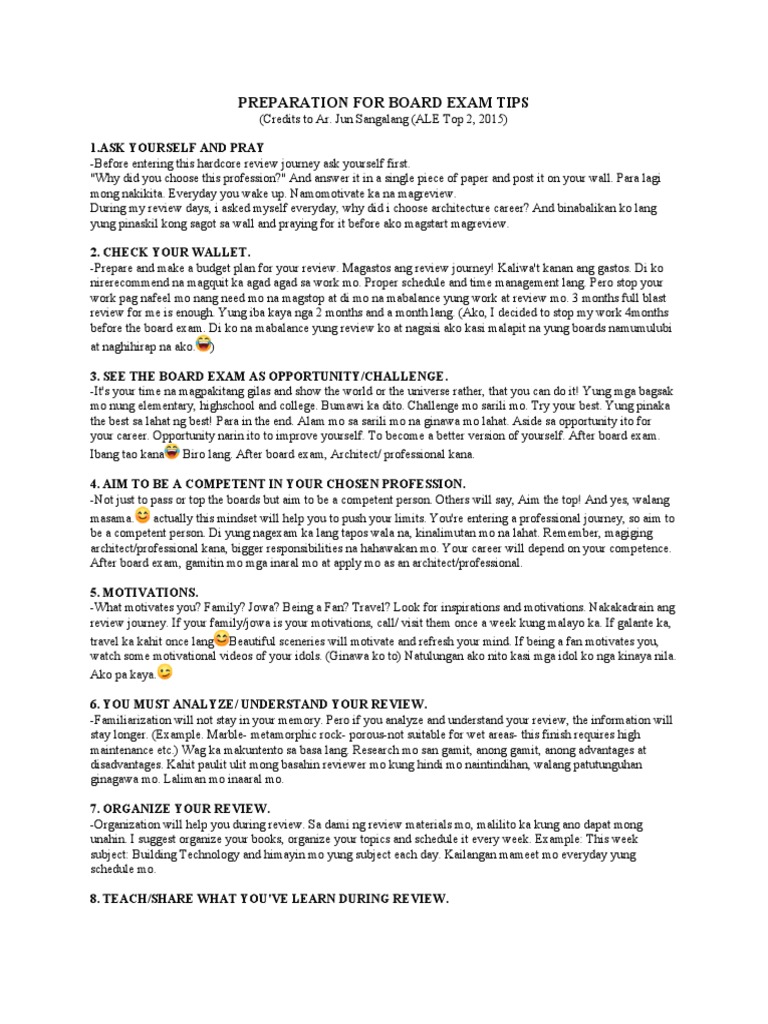 Preparation For Board Exam Tips | PDF | Test (Assessment)