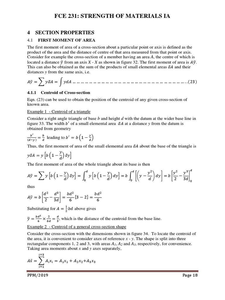 Section Properties & Moments of Area | PDF | Area | Cartesian ...