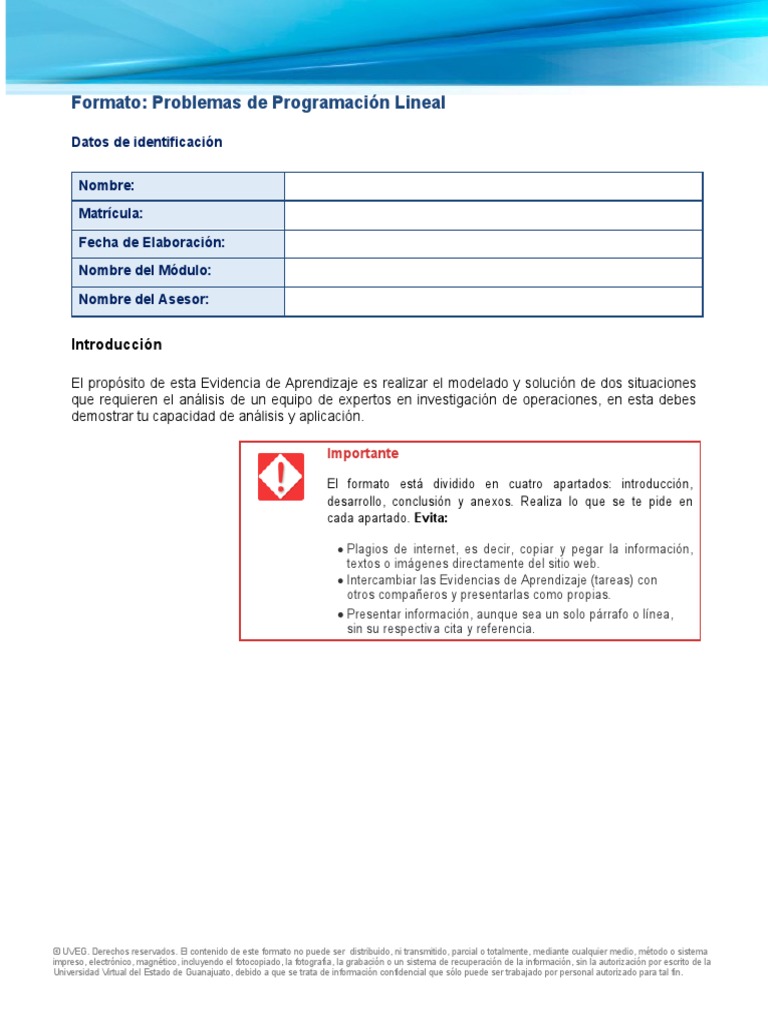FIO U2 EA3 Formato | PDF | Programación lineal | Programación de computadoras