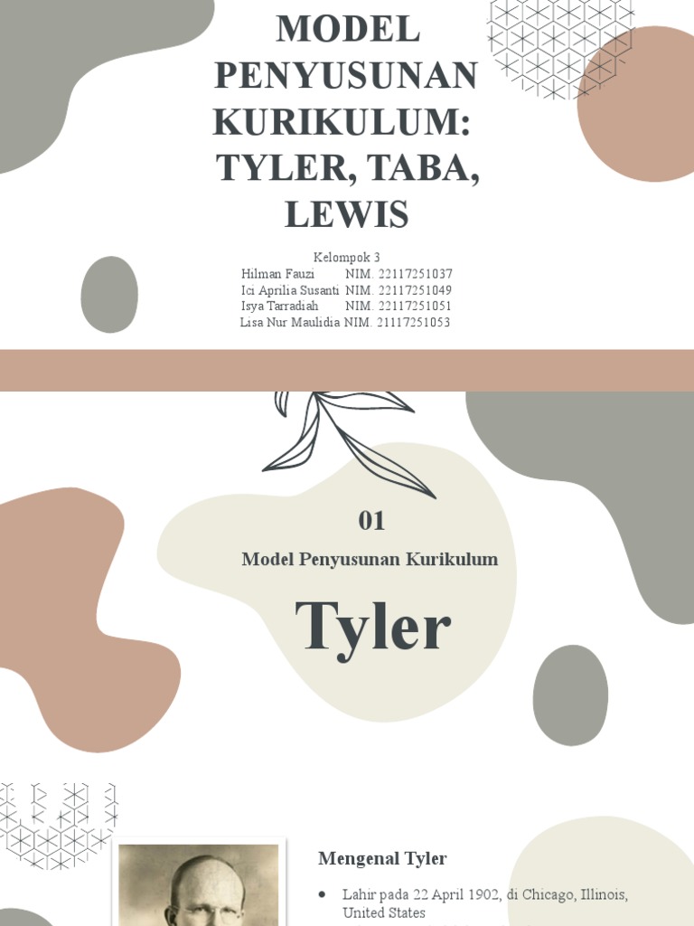 Model Penyusunan Kurikulum Tyler, Taba, Lewis - PPT (Draft 1) | PDF