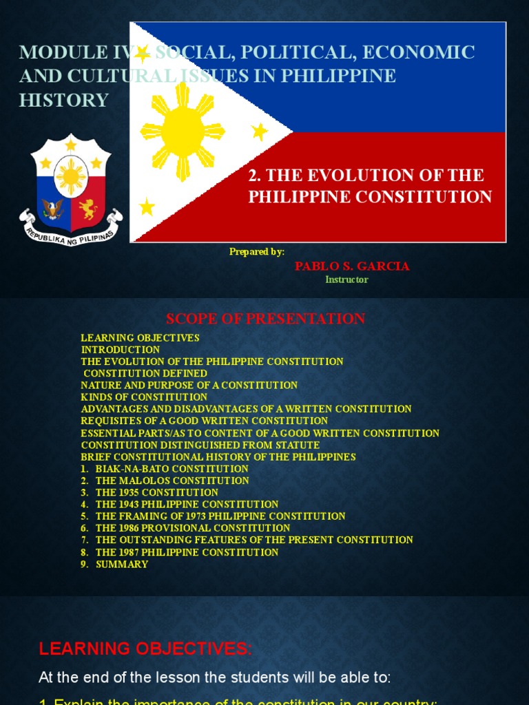 GEC 2 - Chapter 4, Lesson 2 - EVOLUTION OF PHIL CONSTITUTION | PDF ...