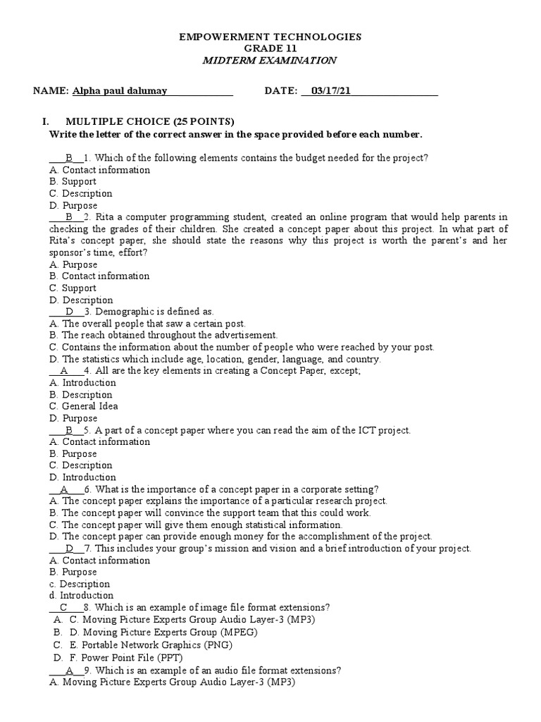3syg00xrb - sheeshhGRADE 11 EMPOWERMENT TECHNOLOGIES MIDTERM EXAM | PDF ... 3syg00xrb - sheeshhGRADE 11 EMPOWERMENT TECHNOLOGIES MIDTERM EXAM | PDF ...