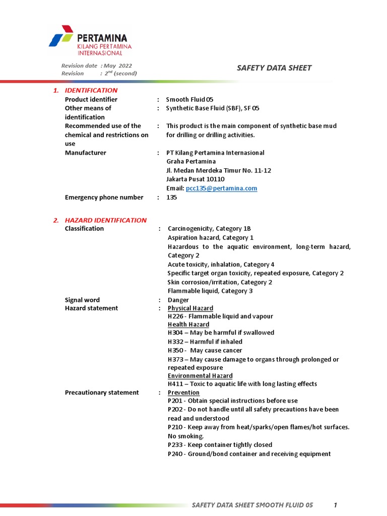 Sds Product Sf 05 English Version Pdf Toxicity Dangerous Goods