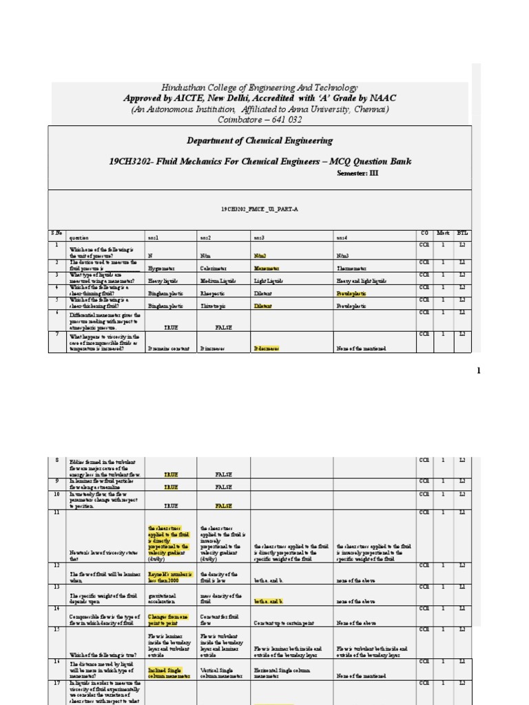 Fmce MCQ QB | PDF | Fluid Dynamics | Reynolds Number