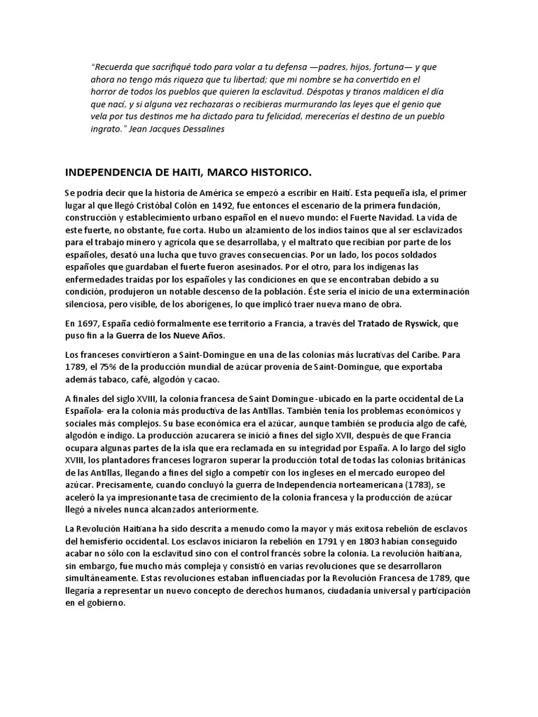 Revolución Haitiana: Historia y Consecuencias | PDF | Haití | Esclavitud