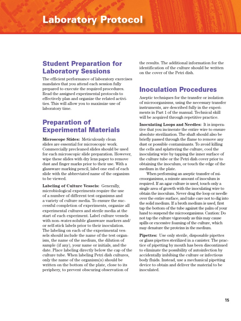 Microbiology Lab Preparation Guide | PDF | Laboratories | Sterilization ...