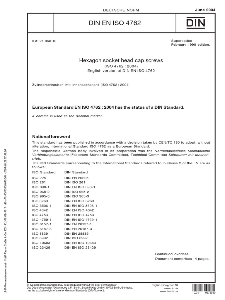 ISO4762 | PDF | Screw | Building Materials