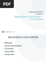Lensometry Manual For Optical Measurements Pdf Optics Light