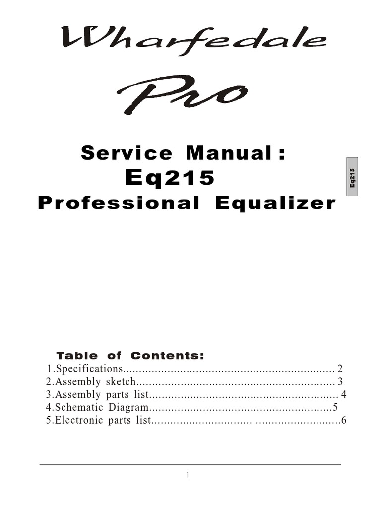 Service Manual: EQ215 Professional Equalizer - Comprehensive technical documentation for ...